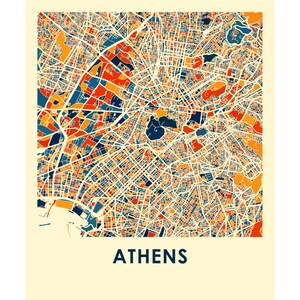 Athens Map Print - Full Color Map Poster - Etsy