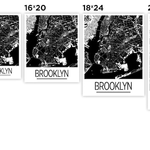 Brooklyn Map Poster - New York Map Print - Art Deco Series - Etsy