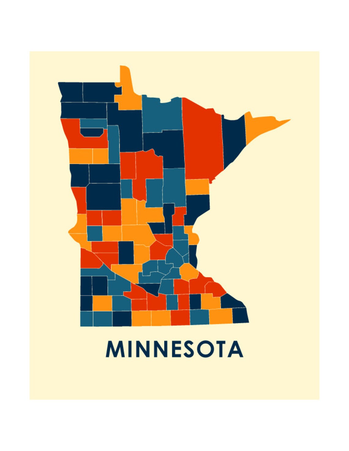 Minnesota Map Print Full Color Map Poster - Etsy