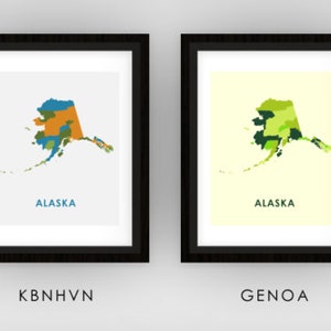 Alaska Map Print - Full Color Map Poster - Etsy