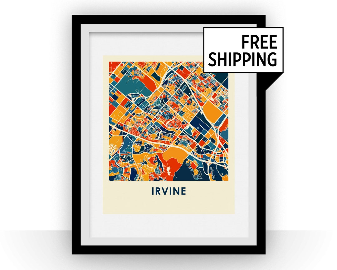 Irvine Map Print - Full Color Map Poster - Etsy
