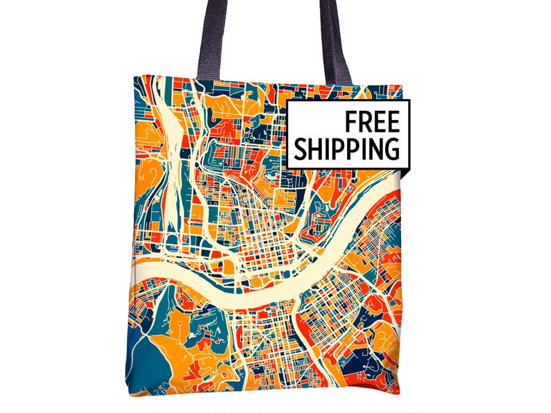 Cincinnati Map Tote Bag Ohio Map Tote Bag 15x15 - Etsy