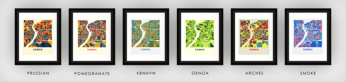 Sarnia Ontario Map Print Full Color Map Poster | Etsy