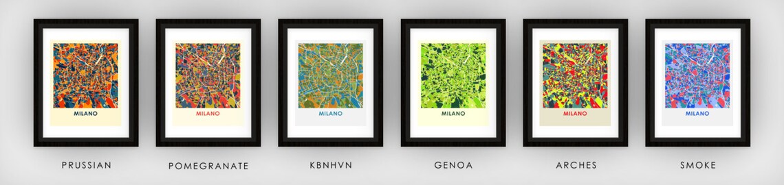 Milan Map Print Full Color Map Poster - Etsy