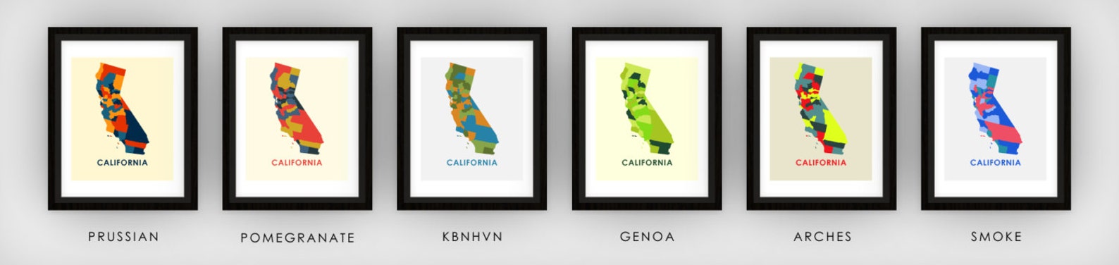 California Map Print Full Color Map Poster | Etsy