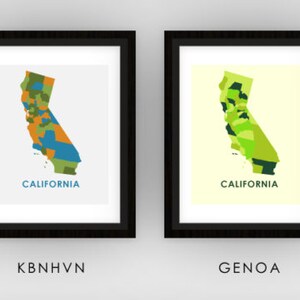 California Map Print - Full Color Map Poster - Etsy