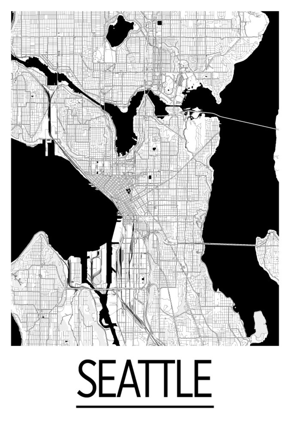 Seattle Map Poster Usa Map Print Art Deco Series - Etsy