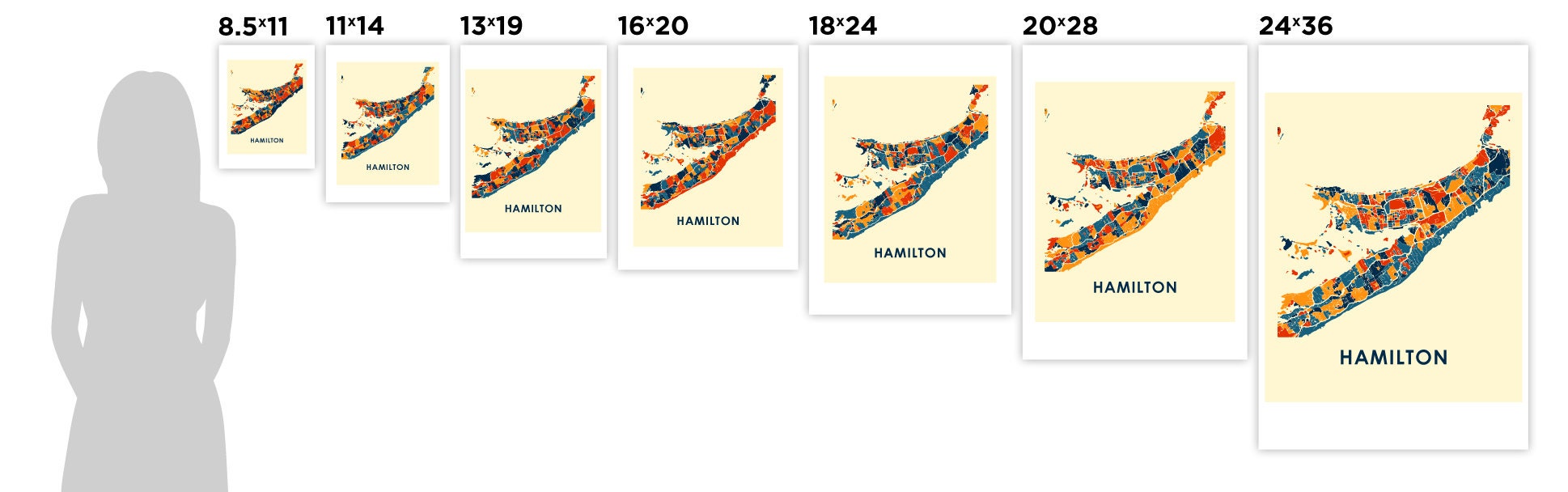 Hamilton Bermuda Map Print Full Color Map Poster | Etsy