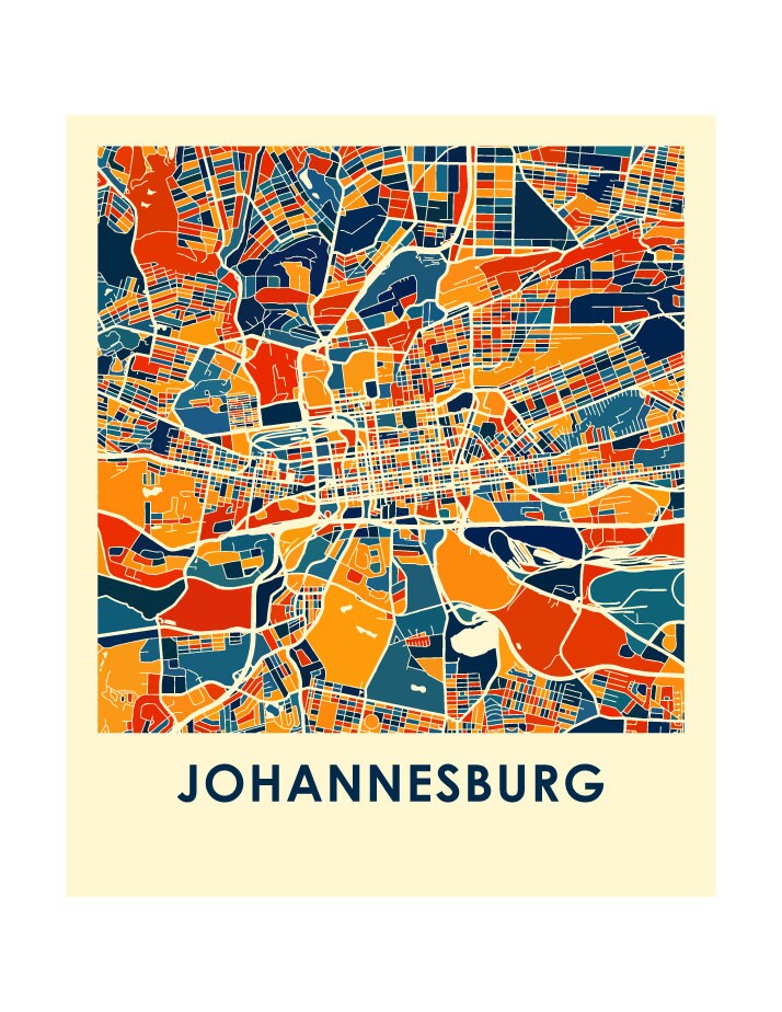 Johannesburg Map Print Full Color Map Poster - Etsy