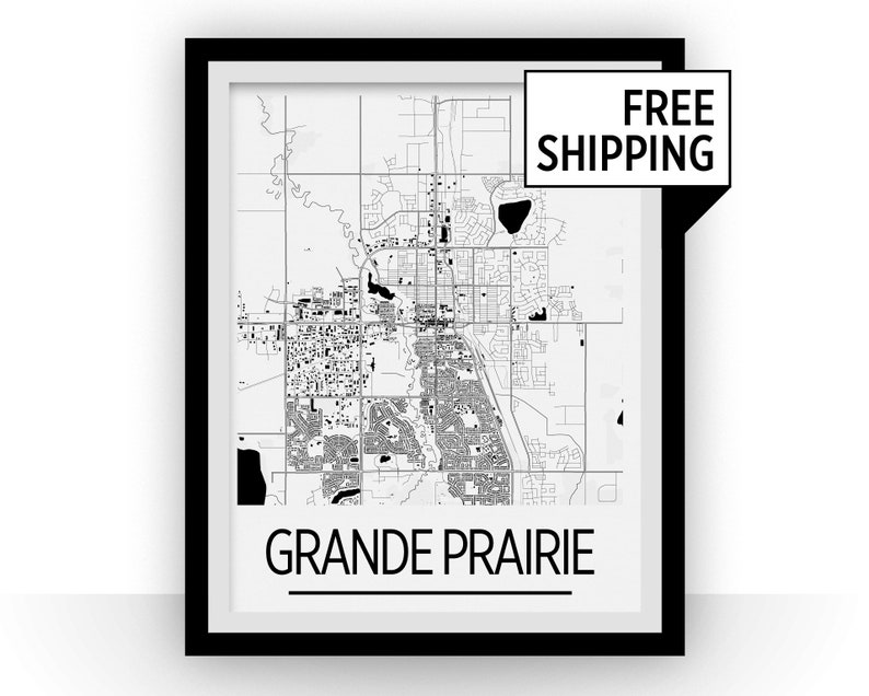 Grande Prairie Alberta Map Poster Alberta Map Print Art - Etsy