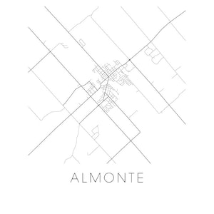 Almonte Map Black and White Print - Ontario Black and White Map Print ...