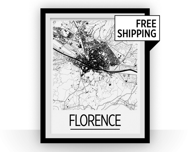 Florence Map Poster - Italy Map Print - Art Deco Series - Etsy