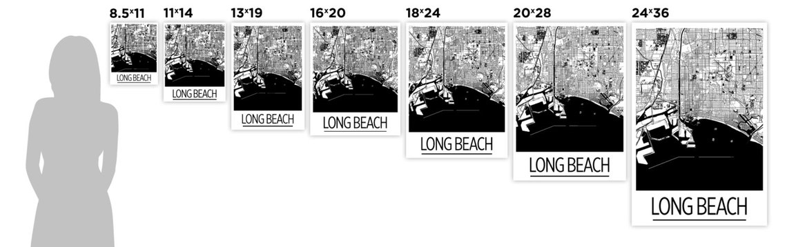 Long Beach Map Poster Usa Map Print Art Deco Series - Etsy