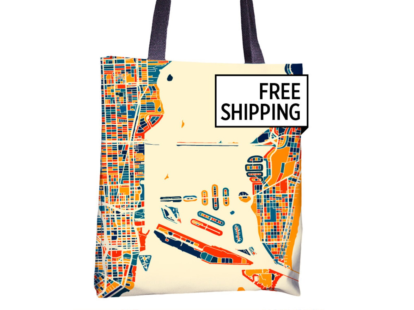 Miami Map Tote Bag Florida Map Tote Bag 15x15 | Etsy