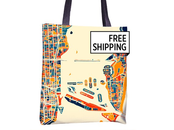 Miami Map Tote Bag Florida Map Tote Bag 15x15 | Etsy