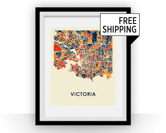 Victoria Map Print Full Color Map Poster | Etsy