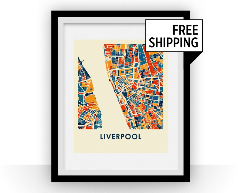 Liverpool Map Print Full Color Map Poster - Etsy