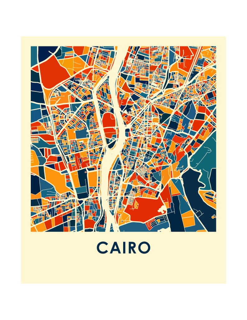 Cairo Map Print Full Color Map Poster - Etsy