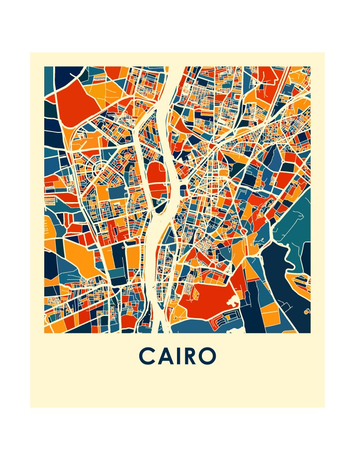 Cairo Map Print Full Color Map Poster - Etsy