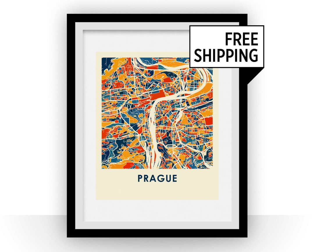Prague Map Print - Full Color Map Poster - Etsy