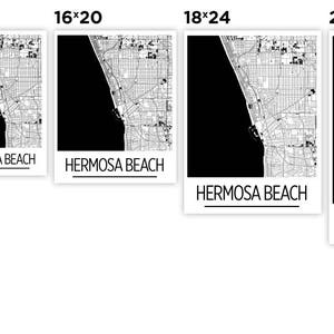 Hermosa Beach Map Poster - California Map Print - Art Deco Series - Etsy