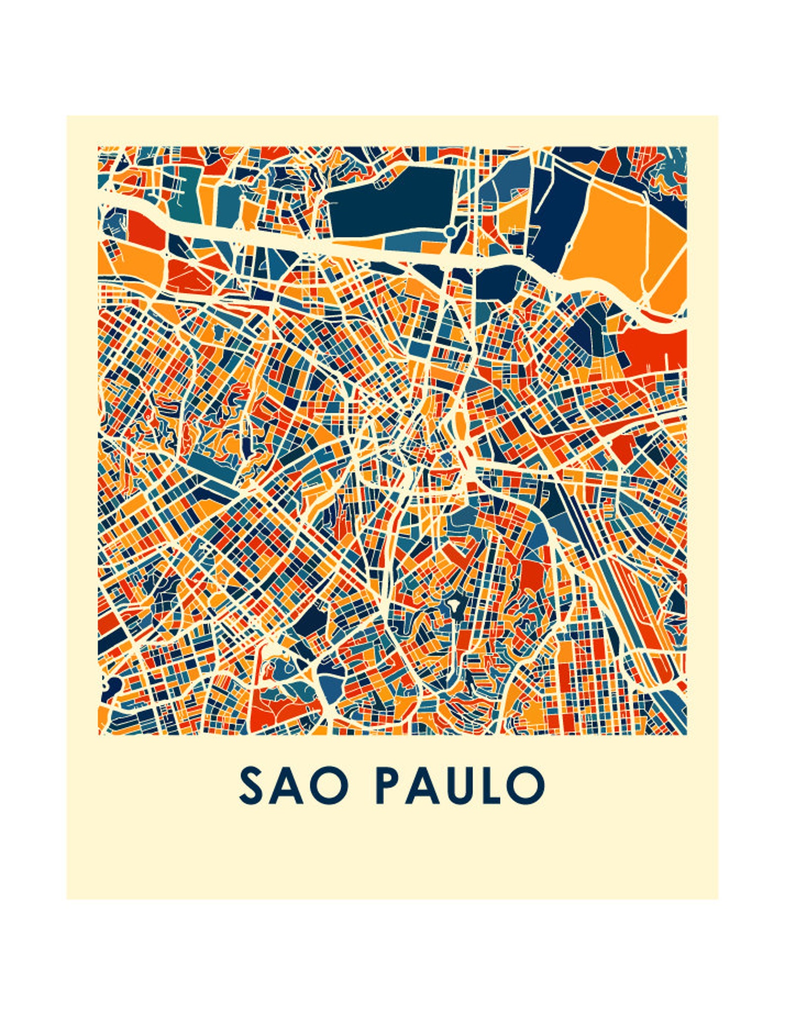 Sao Paulo Map Print Full Color Map Poster - Etsy