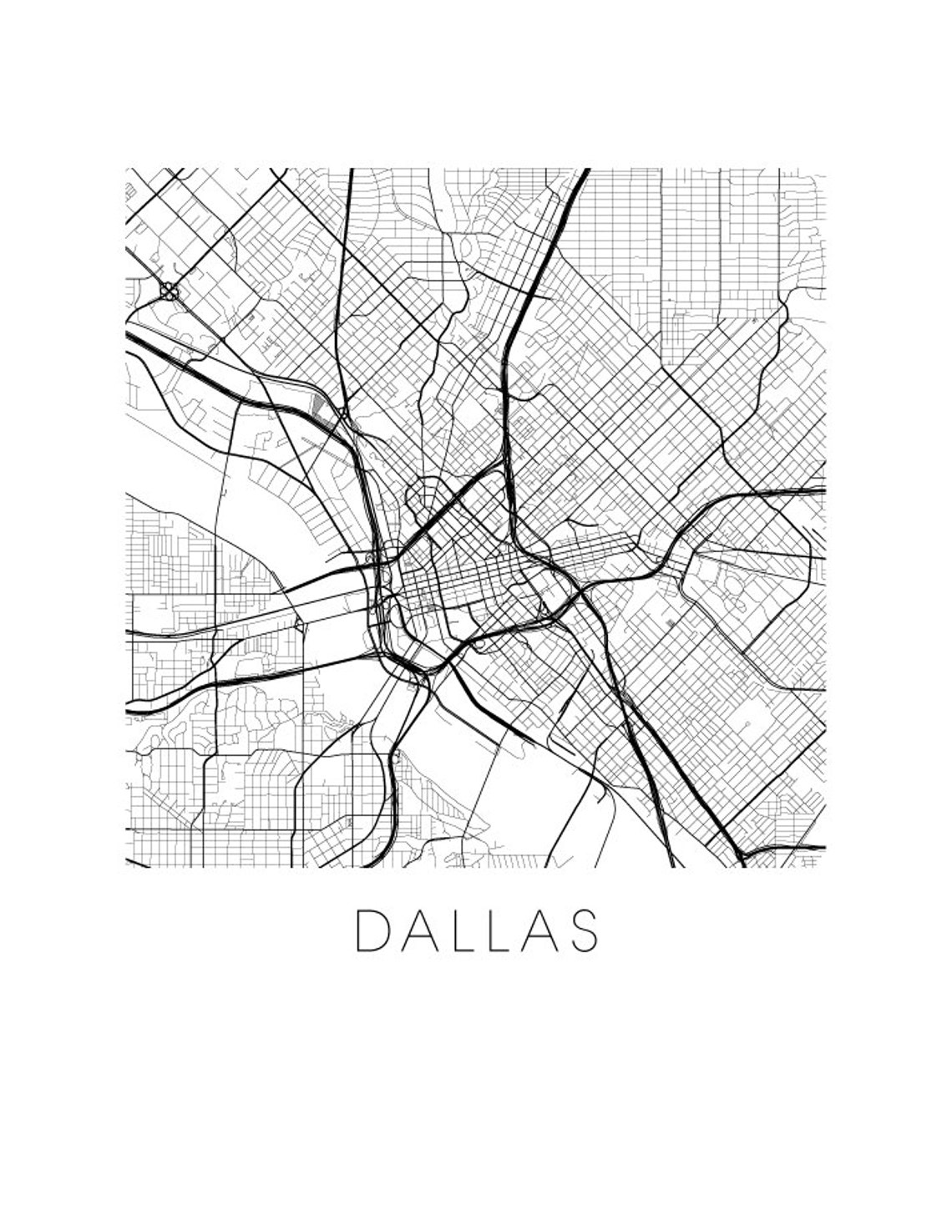 Dallas Map Print - Etsy