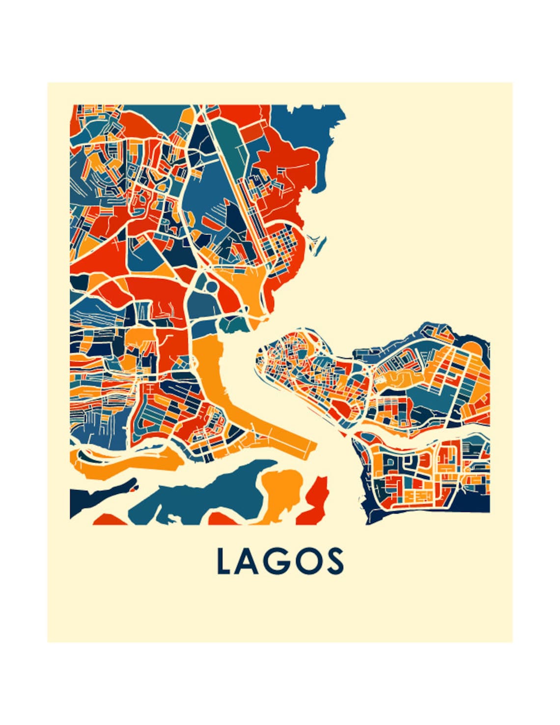 Lagos Map Print Full Color Map Poster - Etsy