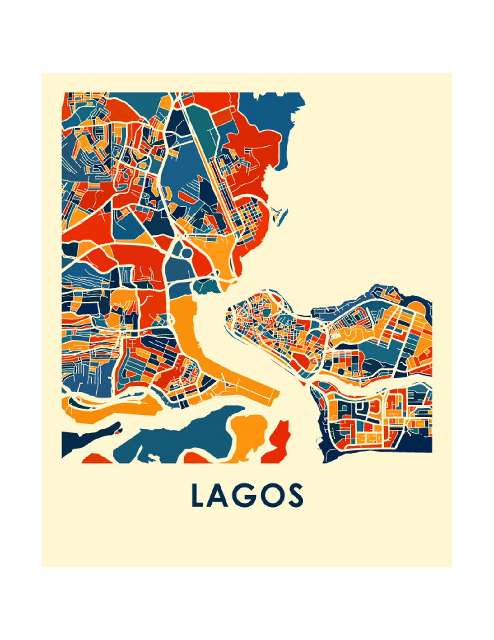 Lagos Map Print Full Color Map Poster - Etsy