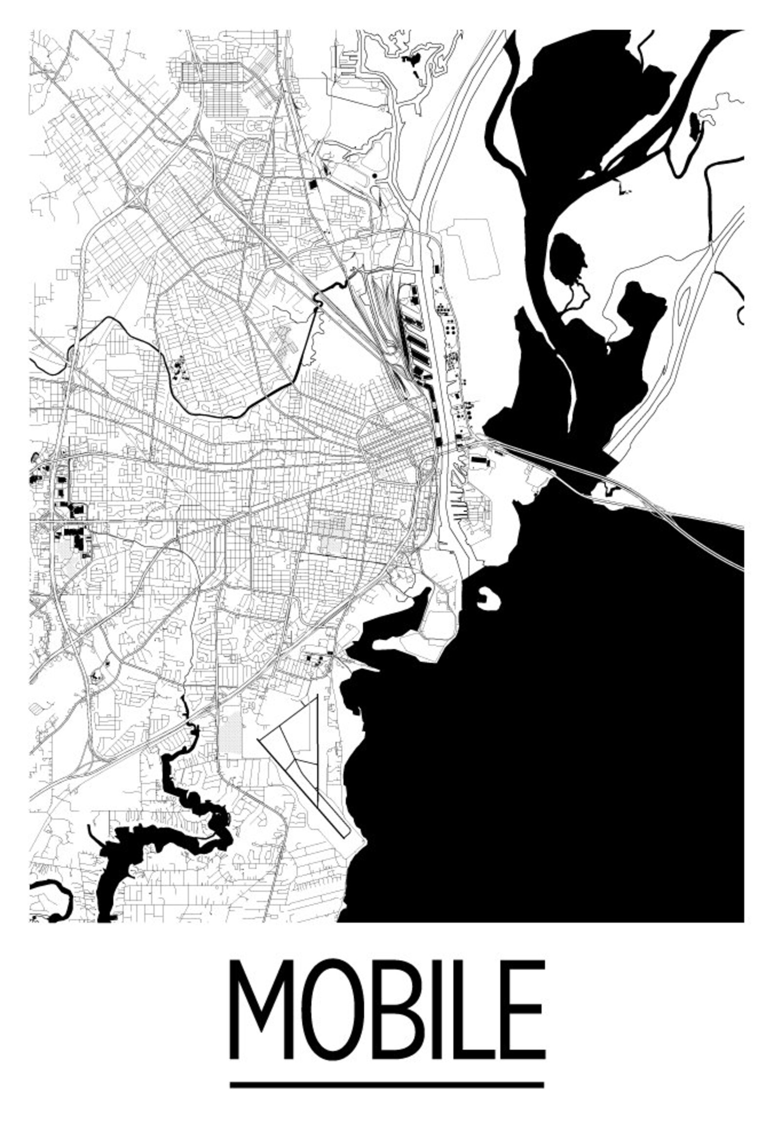 Mobile Map Poster Usa Map Print Art Deco Series | Etsy