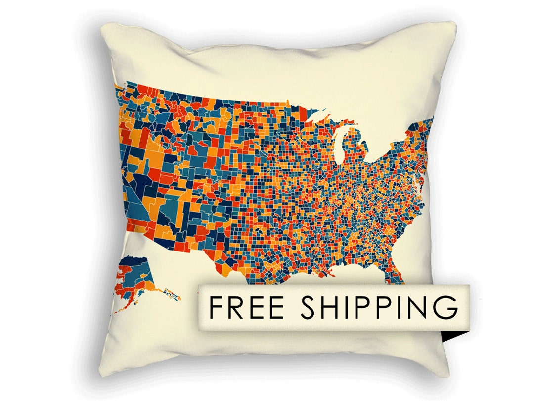 United States Map Pillow - United States Map Map Pillow 18x18 - Etsy