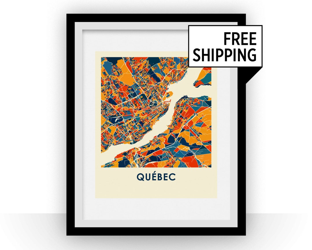 Quebec Map Print - Full Color Map Poster - Etsy
