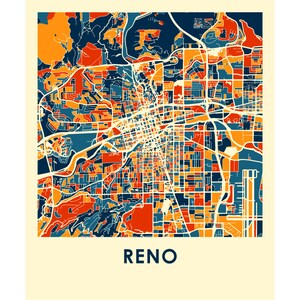 Reno Map Print - Full Color Map Poster - Etsy