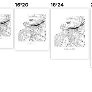 Malmo Map Black and White Print - Sweden Black and White Map Print - Etsy