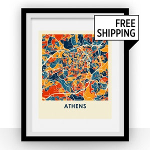 Athens Georgia Map Print - Full Color Map Poster - Etsy