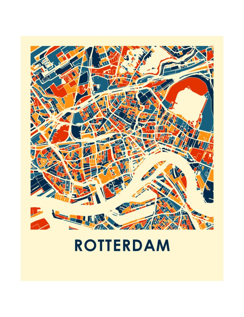 Rotterdam Map Print Full Color Map Poster | Etsy