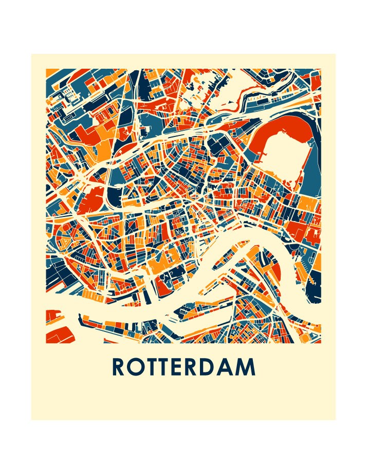 Rotterdam Map Print Full Color Map Poster - Etsy