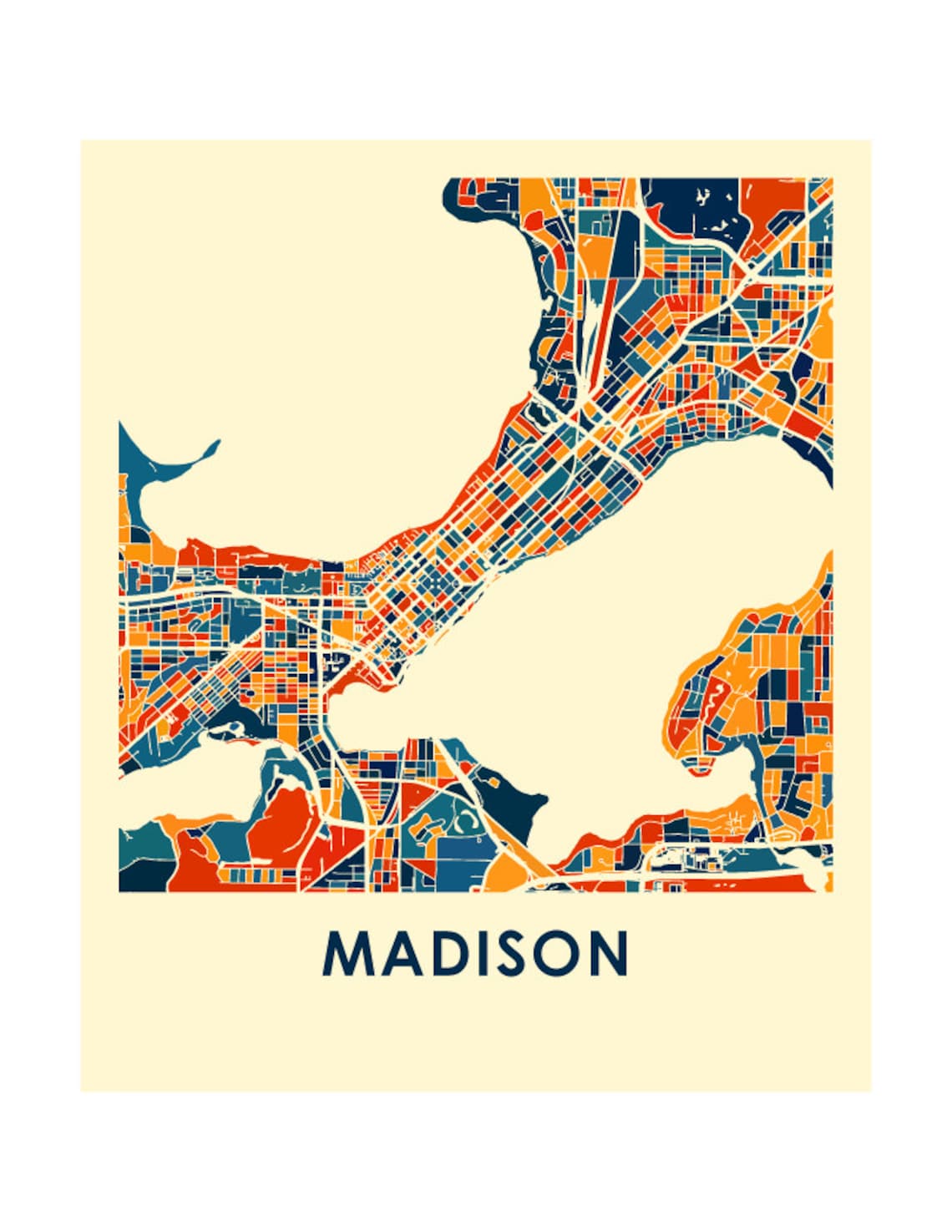 Madison Map Print Full Color Map Poster - Etsy