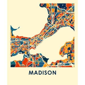Madison Map Print - Full Color Map Poster - Etsy