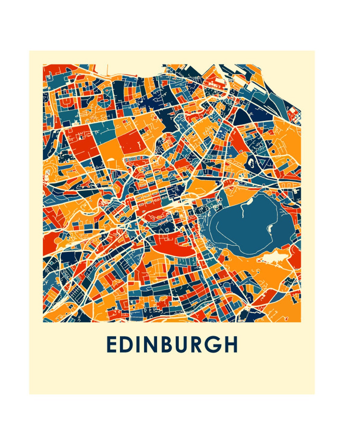 Edinburgh Map Print Full Color Map Poster | Etsy