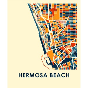 Hermosa Beach Map Print - Full Color Map Poster - Etsy