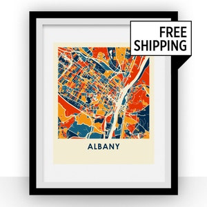 Albany Map Print - Full Color Map Poster - Etsy