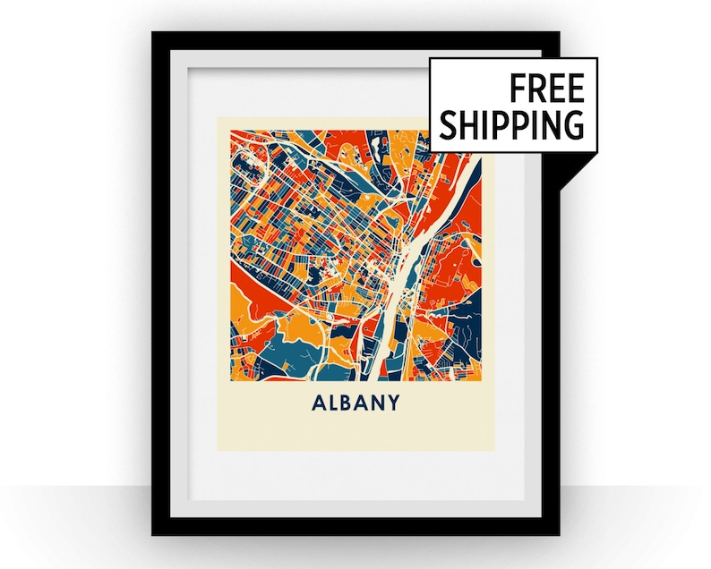 Albany Map Print Full Color Map Poster - Etsy