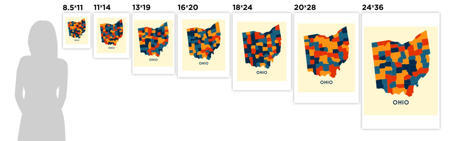 Ohio Map Print - Full Color Map Poster - Etsy
