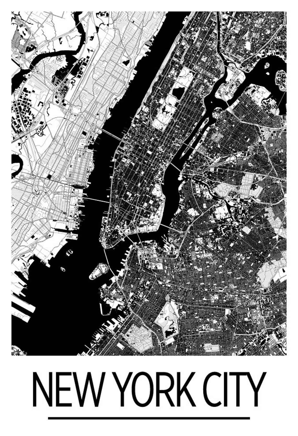 New York City Map Poster - Usa Map Print - Art Deco Series - Etsy
