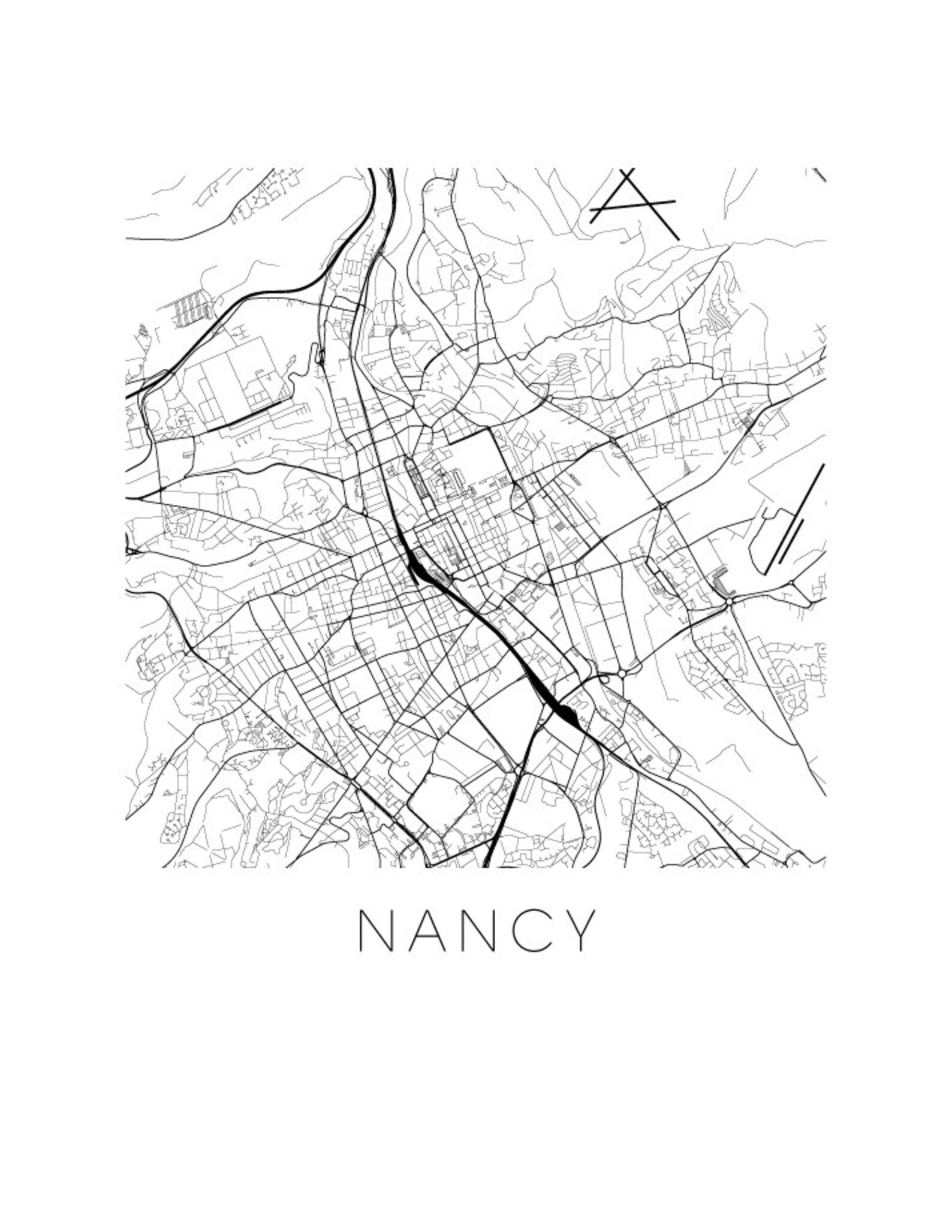 Nancy Map Black and White Print Lorraine Black and White Map - Etsy