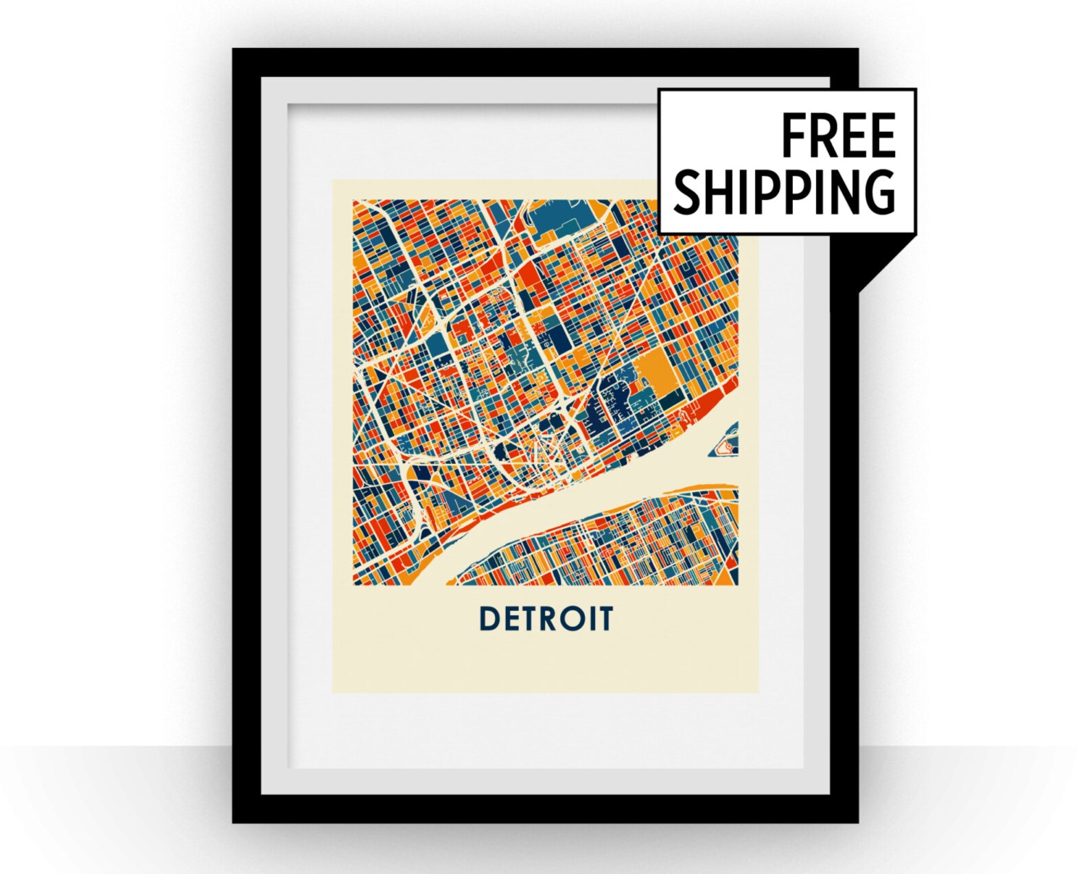 Detroit Map Print Full Color Map Poster - Etsy