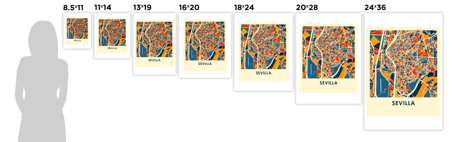 Sevilla Map Print Full Color Map Poster - Etsy