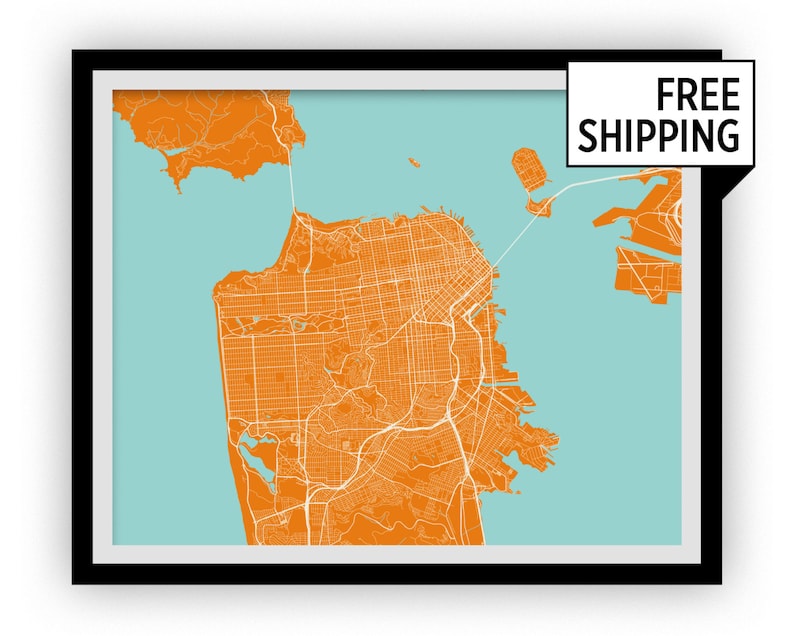 San Francisco Map Print Choose Your Color | Etsy
