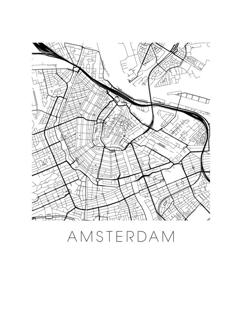 Amsterdam Map Print - Etsy UK